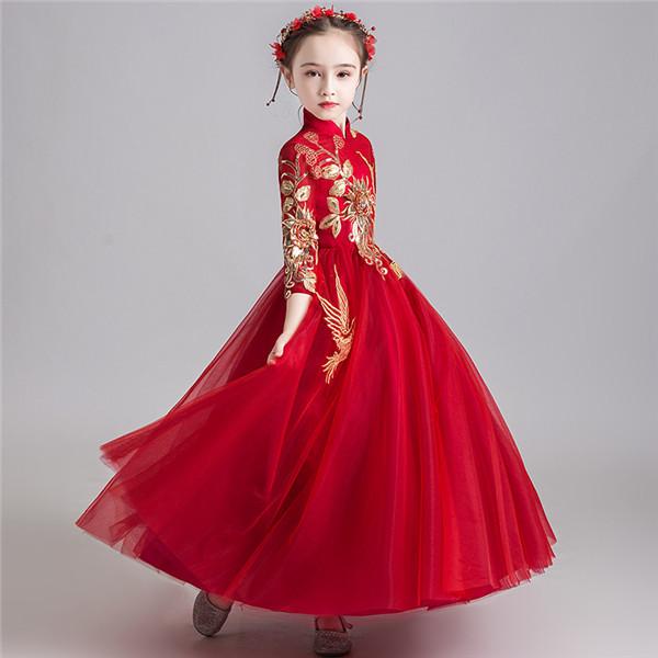 キッズドレス ボリューム袖 リボン ドレス ロングドレス 編み上げ