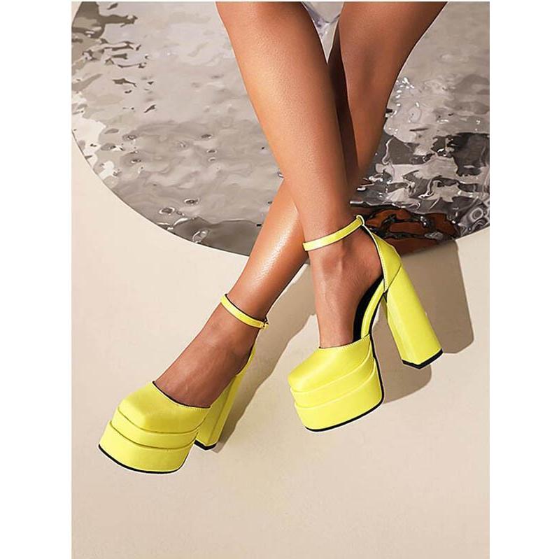 厚底 パンプス レディース ロリータ靴 姫様 お嬢様 黒 ローズ 赤 紫 太