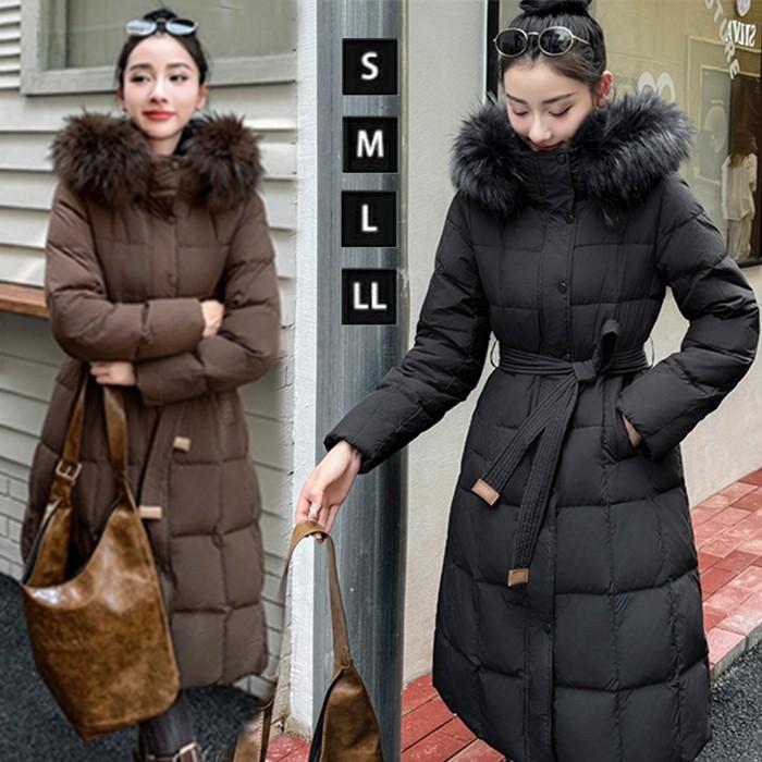 90％ダウン ダウンコート レディース ファー付き ロングコート ダウン