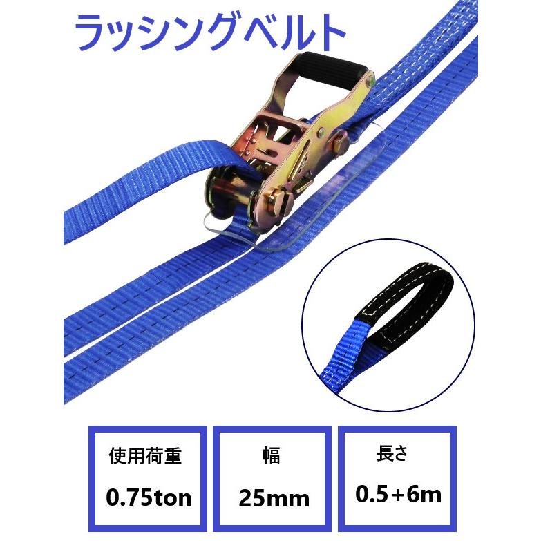 フリーク ラッシングベルト アイタイプ 使用荷重750kg 幅25mm 長さ0.5+6m :02212:Shopまつもと - 通販 - Yahoo!ショッピング