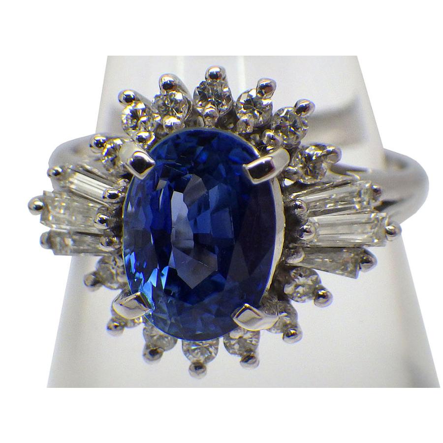 スリランカ産サファイア ダイヤモンドリング Pt900 8.53g 12号 GIA鑑別書付き Jewelry Sri Lanka Sapphire2.12ct Dia0.48ct Ring ...