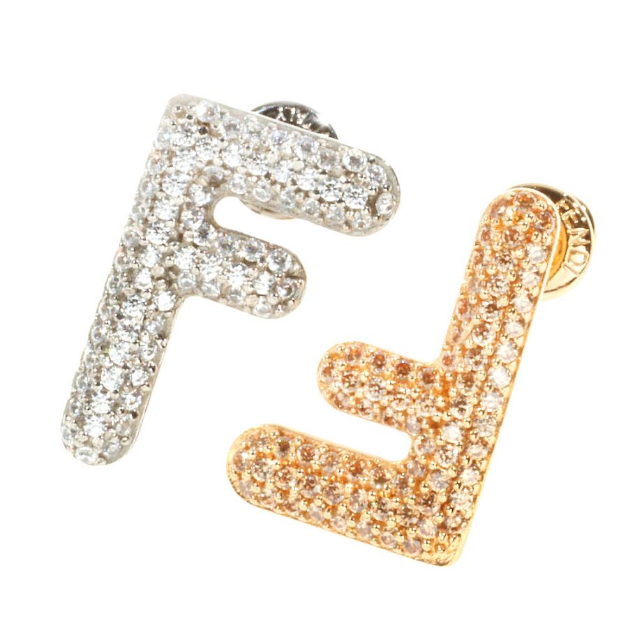 FENDI フェンディ FFピアス FF柄 ロゴ ピアス ラインストーン ツートーン 本物保証 箱付 超美品 : 高島屋質店 - 通販 - Yahoo!ショッピング