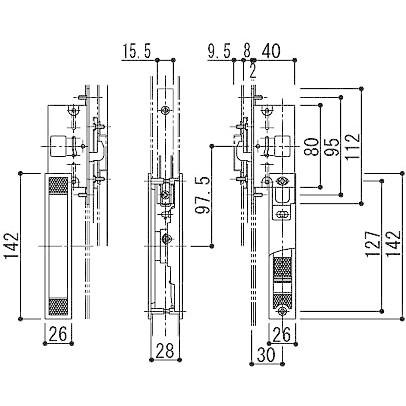 YKK AP ykk 玄関ドア 引き戸 鍵交換 自分で 純正品 戸先内締り錠 戸先シリンダー無 3K-6311D (HH-J-0220の錠ケースと引手) HHJ-0410 : Shop TOS ...