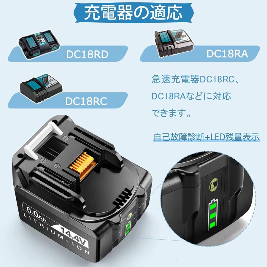 マキタ makita 互換 バッテリー BL1460B 14.4V 6.0Ah ハイパワー 電動工具 工具 BL1420 BL1420B ...