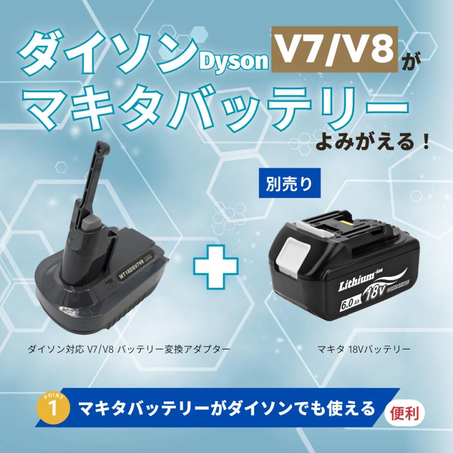 Longsafe ダイソン Dyson V7/V8 マキタ makita 変換 アダプター 18V バッテリー 互換 V7 V8前期 (MT18DSV7V8) : Shop68 - 通販 ...