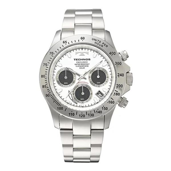 TECHNOS（時計） テクノス 国内正規品 即納 TECHNOS DTクロノグラフ ソーラー発電 ホワイトダイアル TE4001SW ステンレス メンズ : proshopb1 - 通販 ...