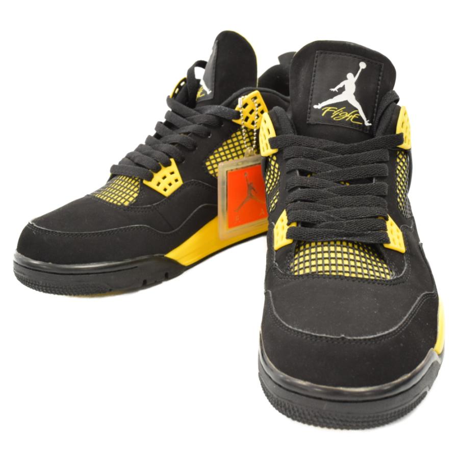 ナイキ 2012年製 エアジョーダン4 サンダーミドルカットスニーカー 308497-008 ブラック/イエロー US11/29cm ...