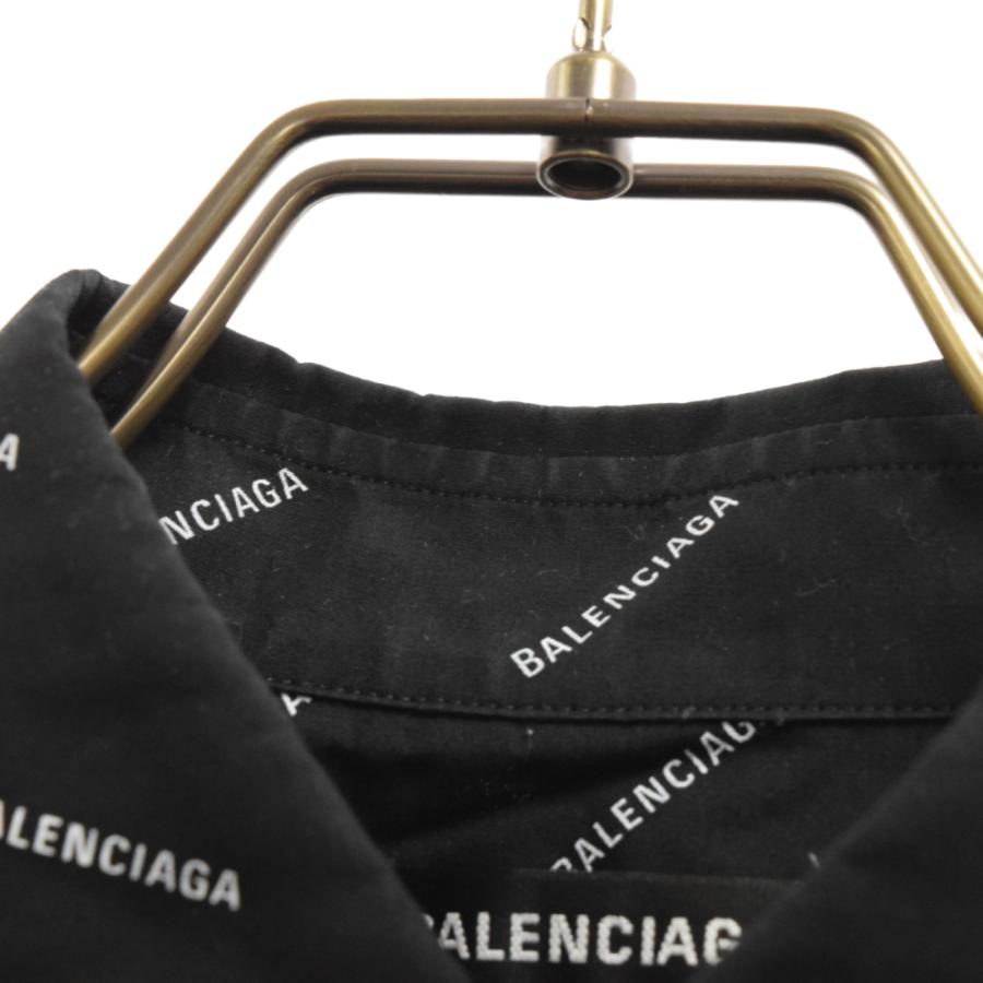 BALENCIAGA バレンシアガ 19SS All Over Logo Button Down Shirt ロゴ総柄ボタンダウン長袖シャツ ...