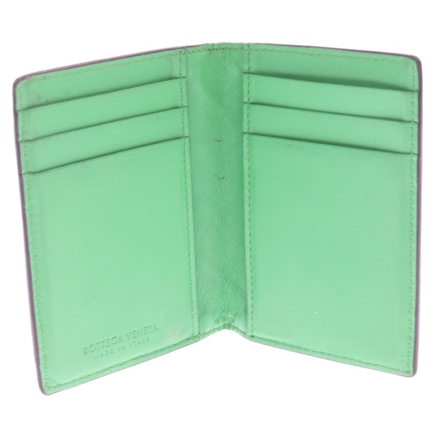 BOTTEGA VENETA ボッテガヴェネタ 二つ折りレザーカードケース イントレチャート ブラック/グリーン 592619 : BRING ...
