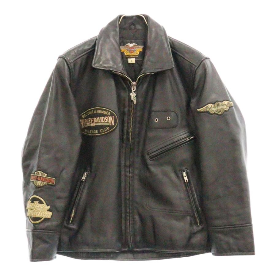 Harley Davidson ハーレーダビッドソン LOGO WAPPENN LEATHER JACKET ロゴワッペンレザージャケット シングルライダースジャケット ブラック 40133 ...