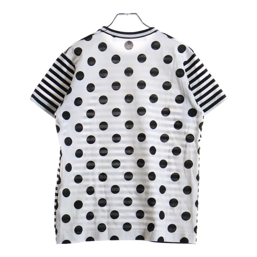 TAO COMME des GARCONS タオコムデギャルソン 綿ボーダー天竺 綿天竺水玉プリント クルーネック半袖Tシャツカットソー レディース ブラック/ホワイト TM-T024 ...