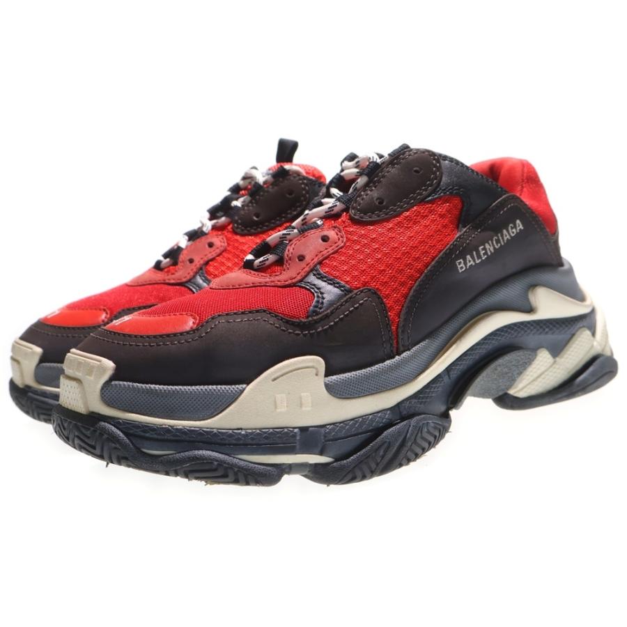 BALENCIAGA（バレンシアガ） TRIPLE S 516440 トリプルエス レースアップローカットスニーカー レッド/ブラック ...