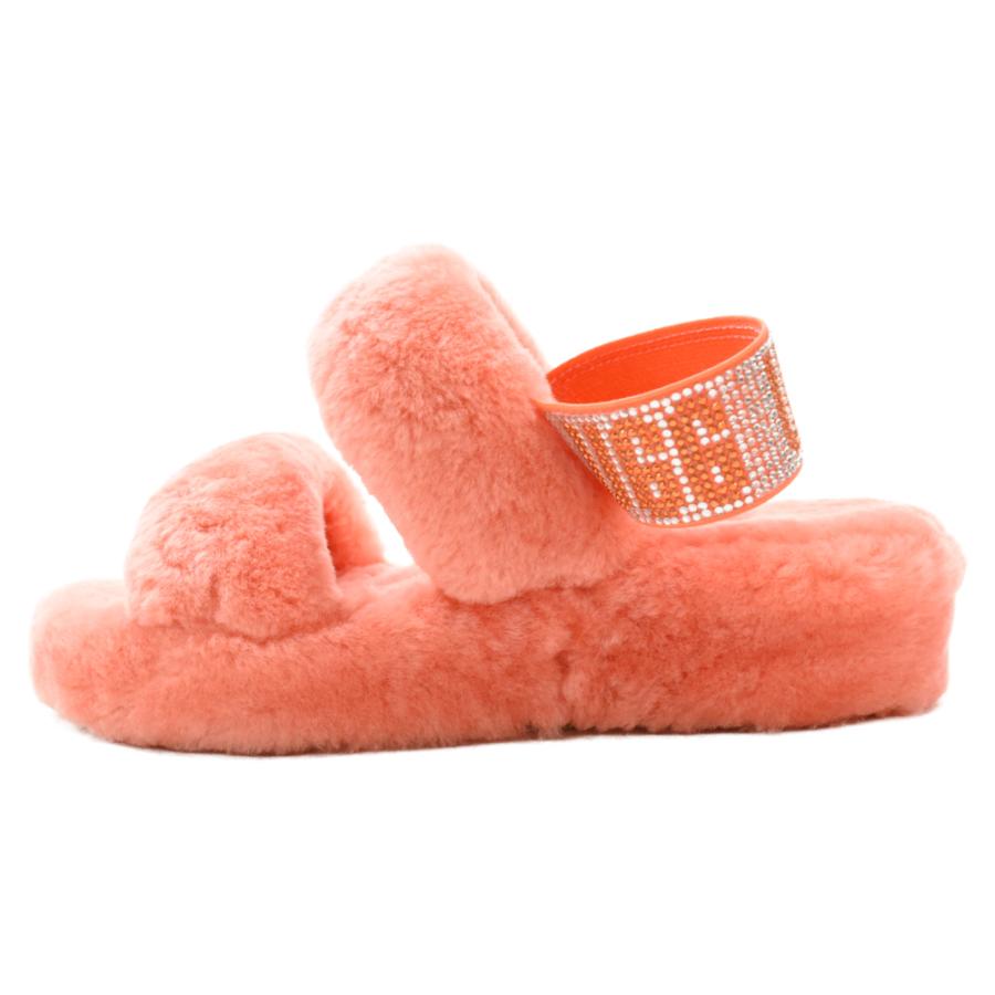 UGG アグ OH YEAH BLING Slide クリスタルロゴストラップ ファーサンダル レディース 1114115 ピンク ...