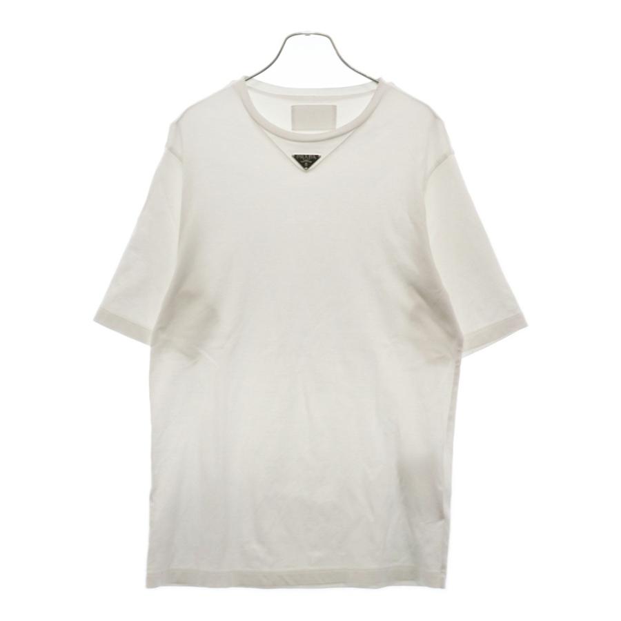PRADA プラダ 23SS Cotton Short Sleeves Logo Tee 三角ロゴプレート 半袖Tシャツ UJN861 S232 240 ホワイト : 1725a060038 ...
