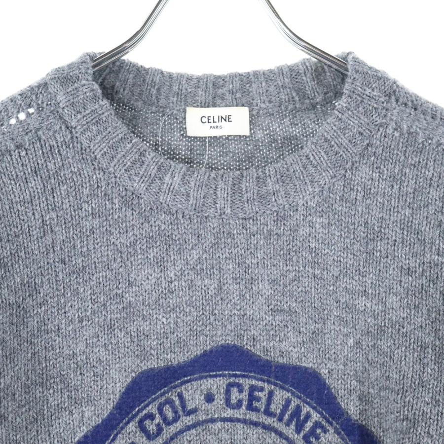 CELINE セリーヌ 20SS Logo Crest Crew Neck Knit フロントフェルト クルーネック 長袖ニット トレーナー ...