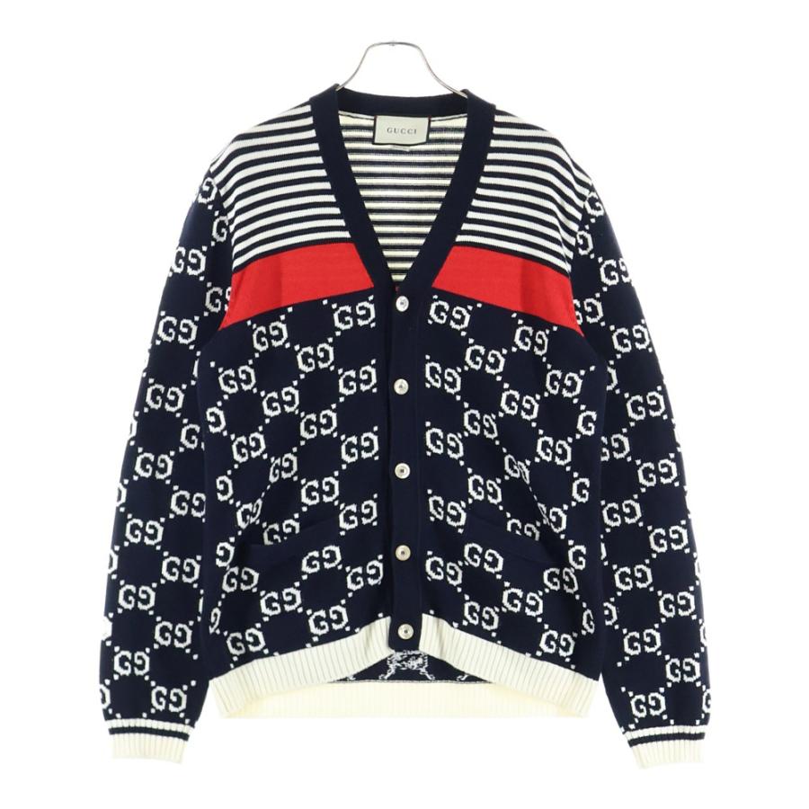 GUCCI グッチ Classic GG Logo Stitching Wool Knitted Cardigan GGロゴ総柄 ウール ...