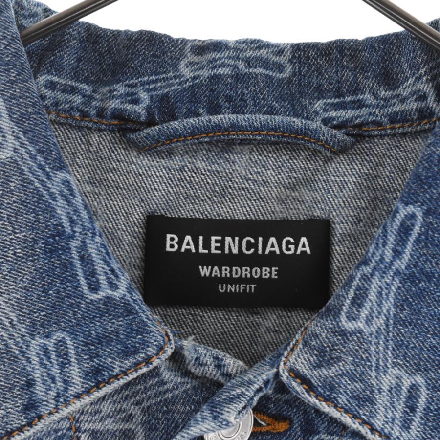 BALENCIAGA バレンシアガ RELAXED-FITTING DENIM JACKET ロゴ総柄デニムジャケット インディゴ 675208 TMW37 4437 : BRING ...