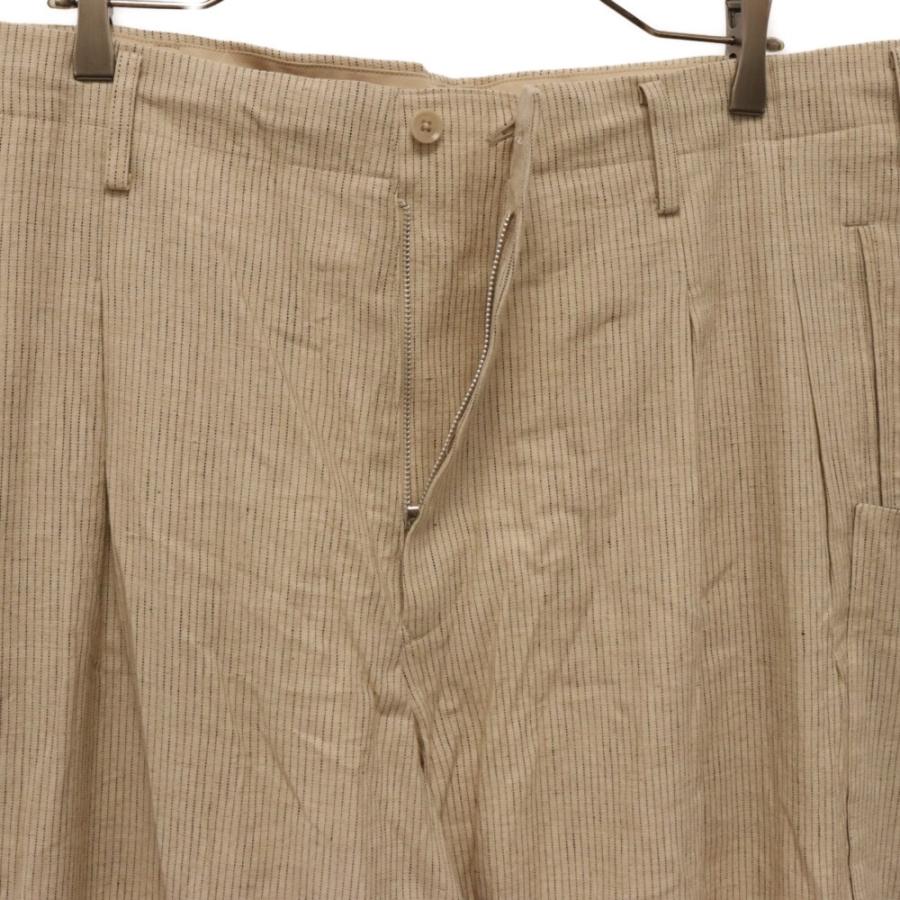 Yohji Yamamoto POUR HOMME ヨウジヤマモト プールオム 22SS LINEN HERRINGBONE STRIPE FLASH CLOTH CUFFS PANTS HG ...