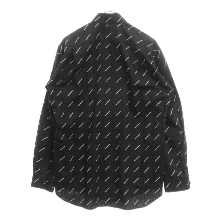BALENCIAGA バレンシアガ All over Logo Shirt 総柄ロゴ オーバーサイズ 長袖シャツ ブラック 534333 ...