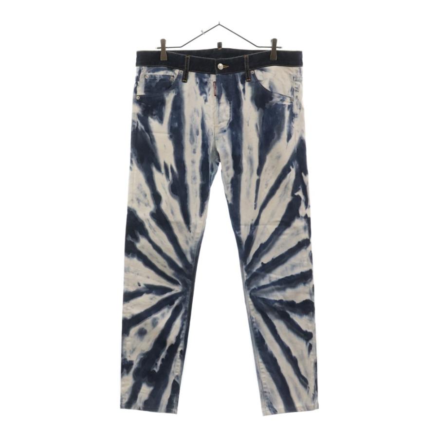 DSQUARED2 ディースクエアード 16SS ブリーチ加工 スキニーデニムパンツ ブルー/ホワイト S71LB0132 S39781 ...