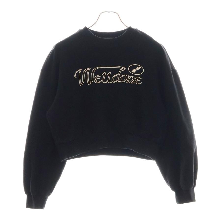 WE11DONE we11done ウェルダン クロップド丈ロゴプリントスウェットトレーナー ブラック WD-TS3-22-860-W-BK レディース : BRING Yahoo!ショップ ...