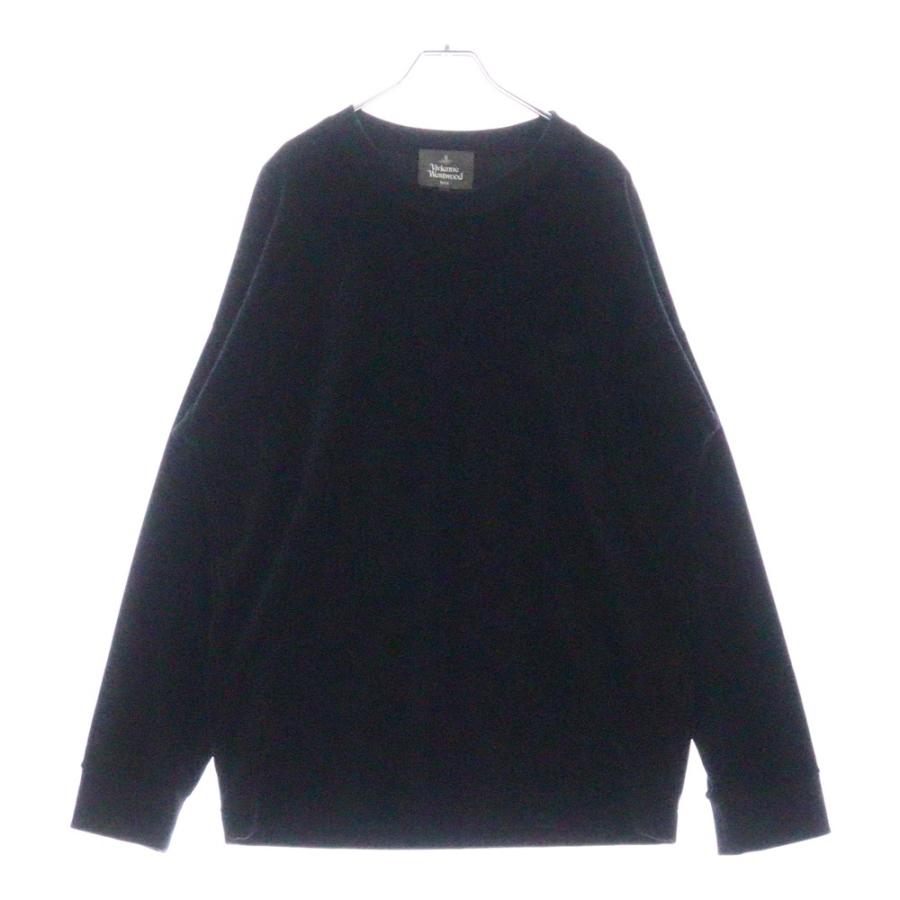 Vivienne Westwood MAN ヴィヴィアンウエストウッドマン オーブロゴ クルーネック ベロアスウェットトレーナー ブラック ...