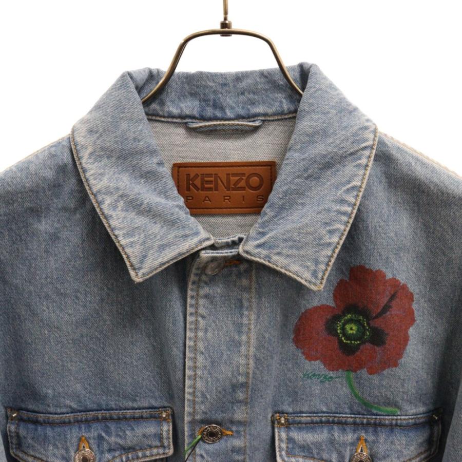 KENZO ケンゾー 22AW TRUCKER DENIM JACKET FC65DV3019GI ポピープリント スカイブルー トラッカー ...