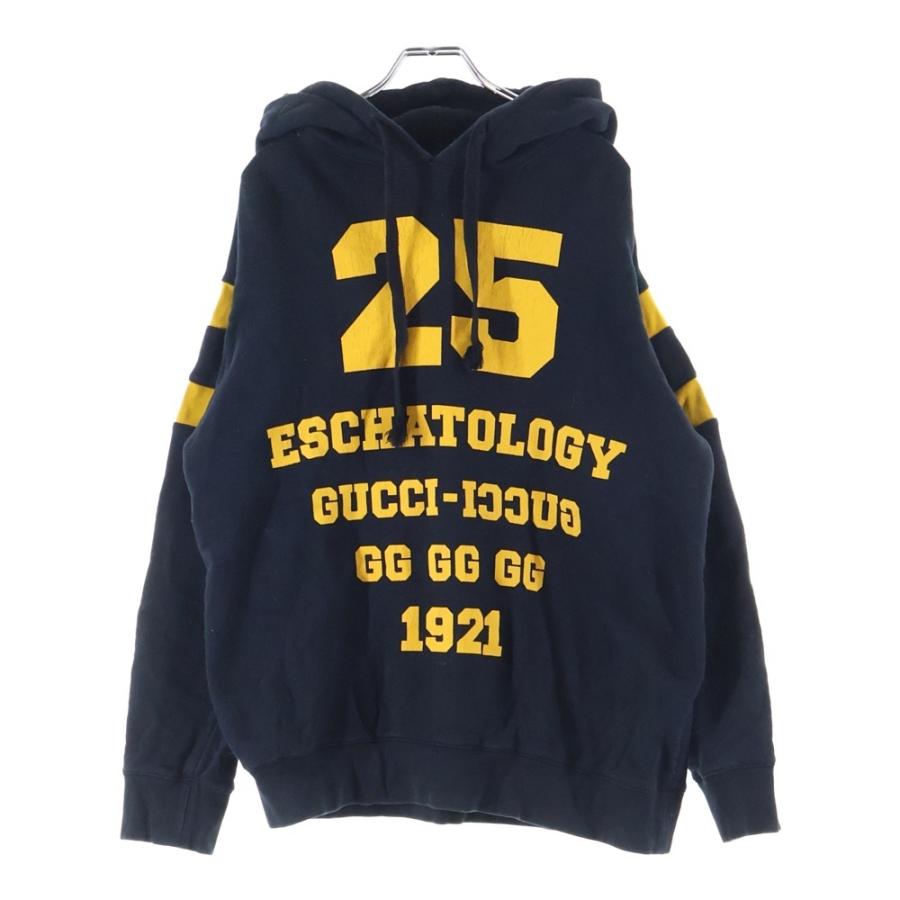 GUCCI（グッチ） ESCHATOLOGY カレッジプリントロゴ プルオーバーパーカー ネイビー 660282 XJDJD : BRING ...