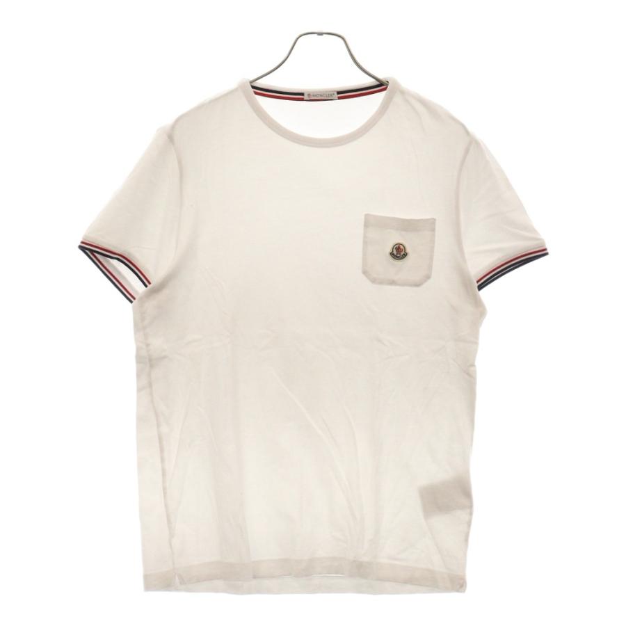 MONCLER（モンクレール） フロントロゴワッペン トリコロール 半袖Tシャツ ホワイト B1-091-80006-00-80428 ...