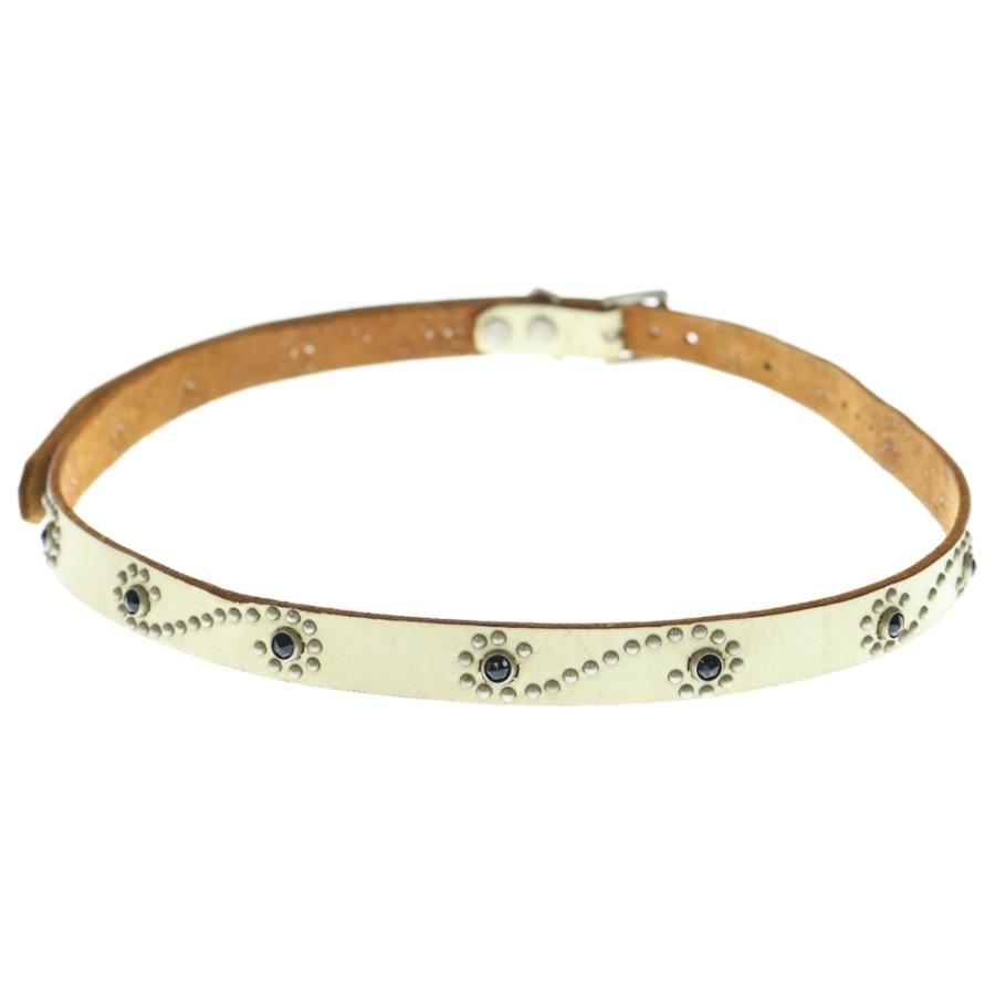 HTC エイチティーシー Leather Narrow Studs Belt レザーナロースタッズベルト スタッズ装飾ベルト ホワイト ...