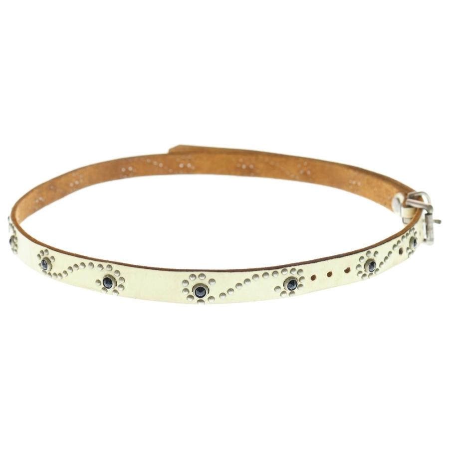 HTC エイチティーシー Leather Narrow Studs Belt レザーナロースタッズベルト スタッズ装飾ベルト ホワイト ...