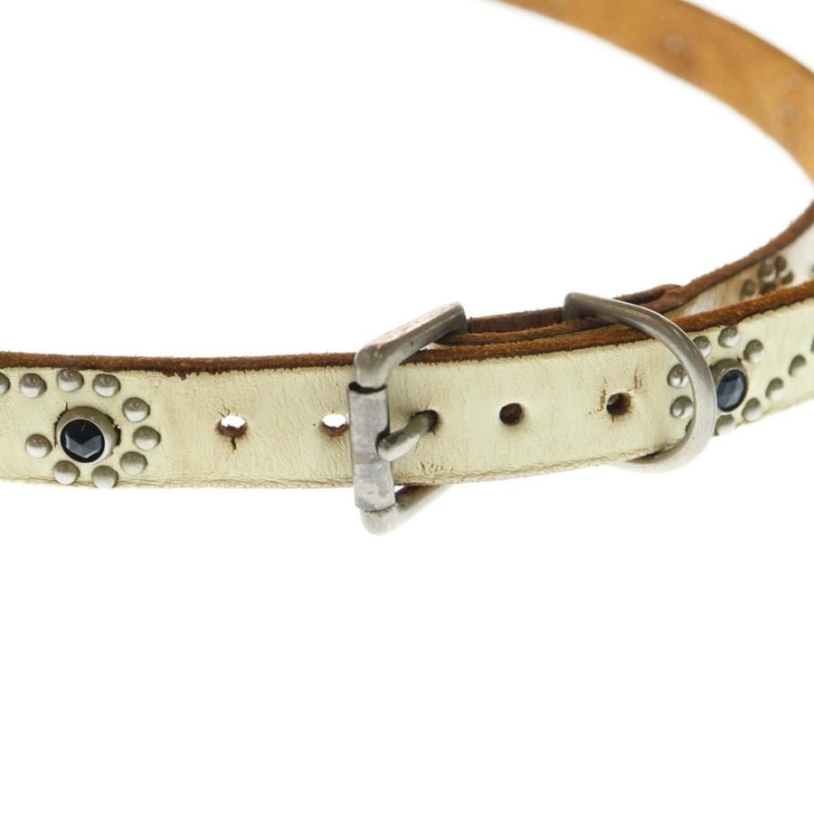 HTC エイチティーシー Leather Narrow Studs Belt レザーナロースタッズベルト スタッズ装飾ベルト ホワイト ...