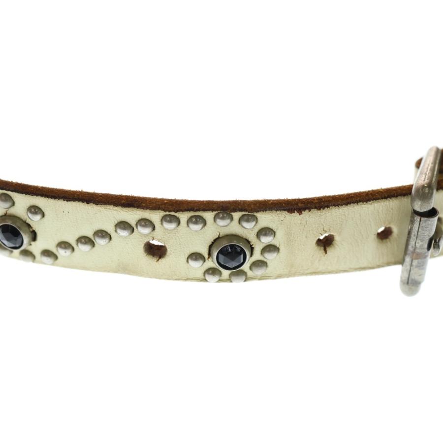 HTC エイチティーシー Leather Narrow Studs Belt レザーナロースタッズベルト スタッズ装飾ベルト ホワイト ...