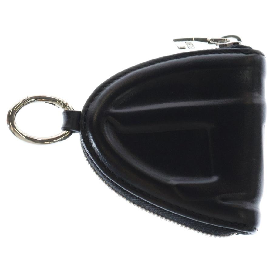 DIESEL（ディーゼル） 1DR-FOLD COIN PURSE ZIP ロゴ刻印 レザーコインケース ブラック X09894P5470 ...