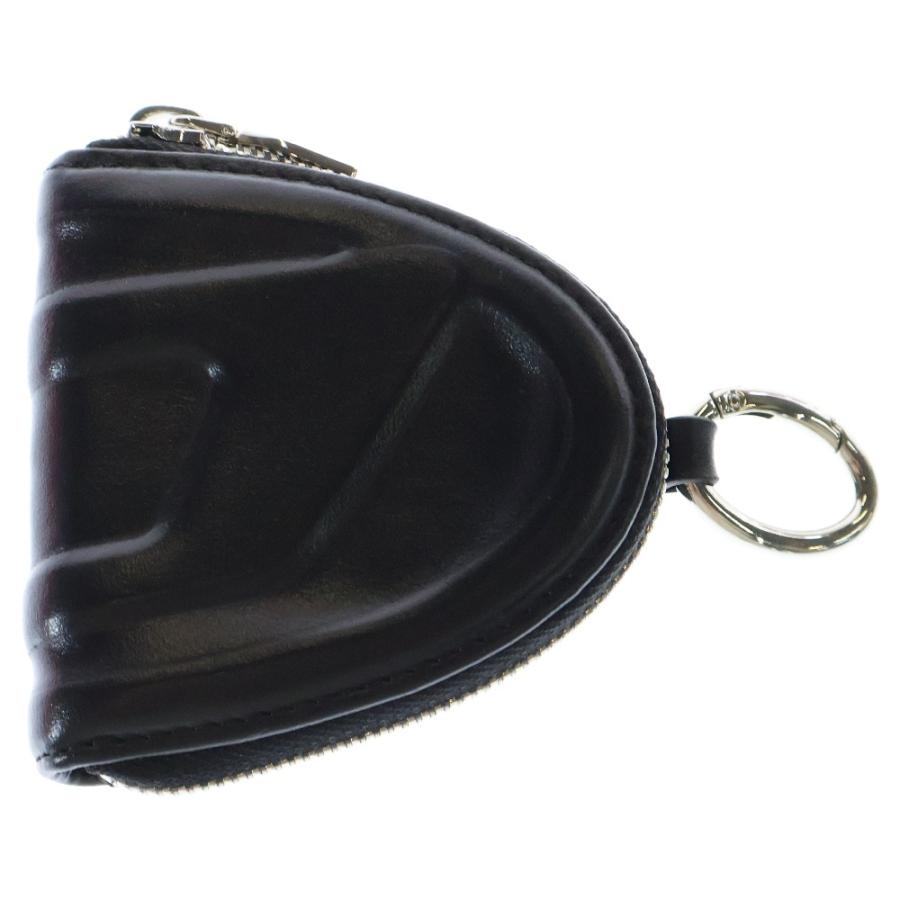 DIESEL（ディーゼル） 1DR-FOLD COIN PURSE ZIP ロゴ刻印 レザーコインケース ブラック X09894P5470 ...