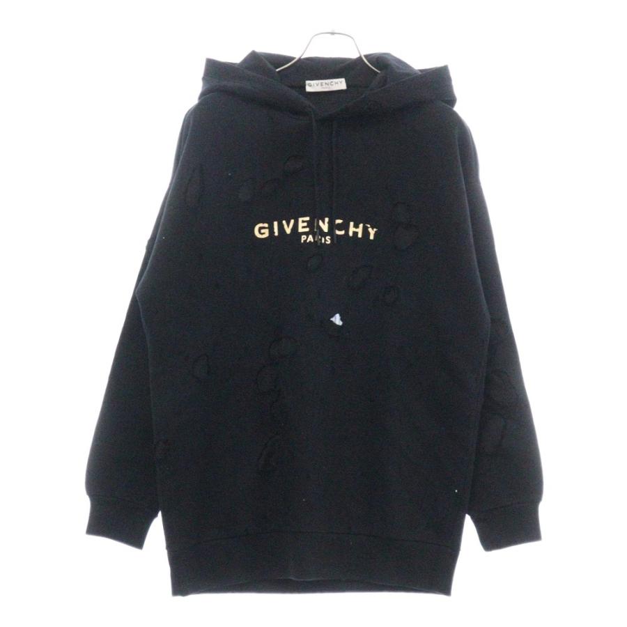 GIVENCHY ジバンシィ 20SS ロゴプリント デストロイフーディ スウェット プルオーバー パーカー ブラック レディース BW900C3Z3F : BRING Yahoo!ショップ ...