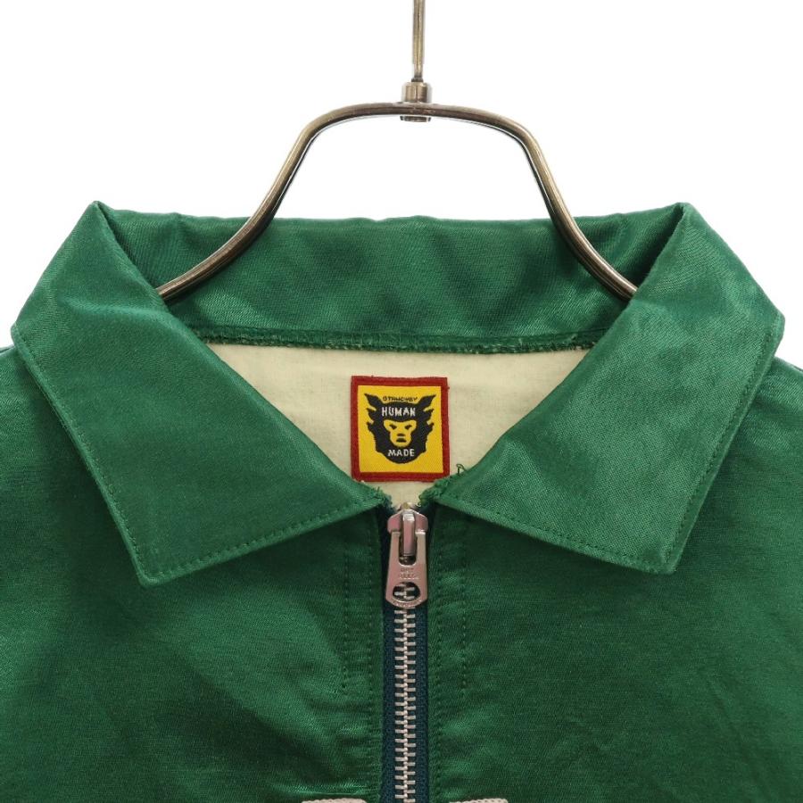 HUMAN MADE ヒューマンメイド 20AW SATIN PULLOVER SWEATER ハーフジップサテンジャケット グリーン ...