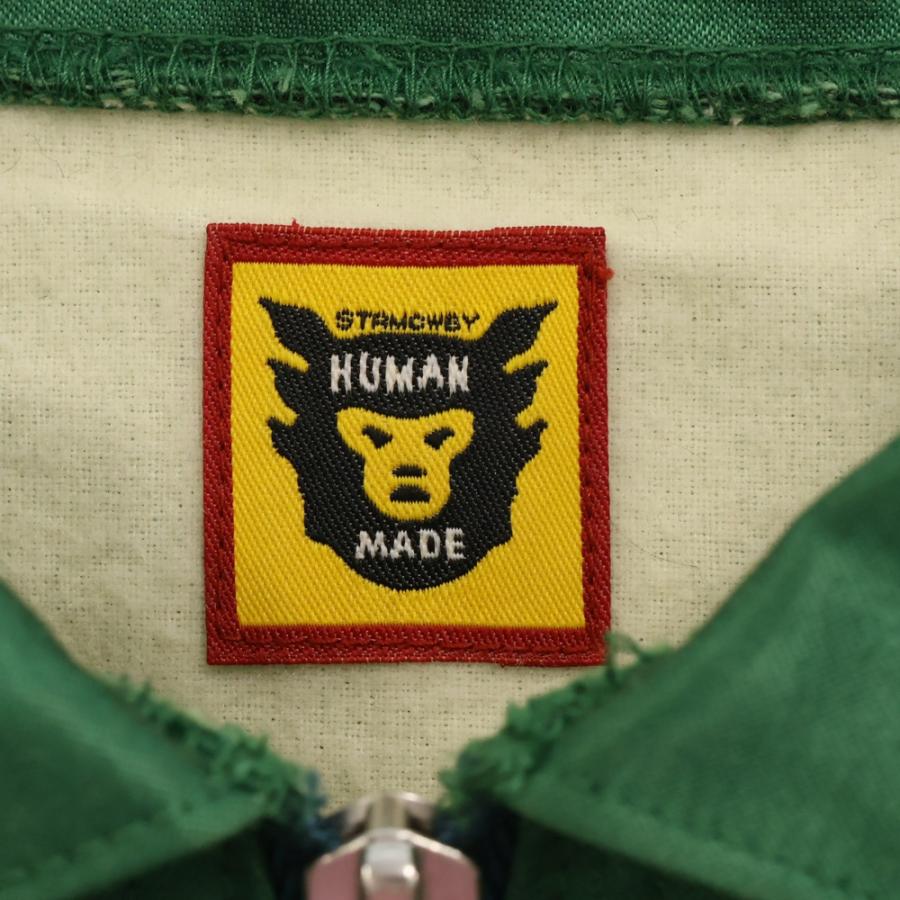 HUMAN MADE ヒューマンメイド 20AW SATIN PULLOVER SWEATER ハーフジップサテンジャケット グリーン ...
