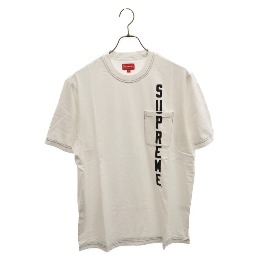 SUPREME シュプリーム 20SS Contrast Stitch Pocket Tee ロゴプリント コントラスト ステッチポケットTシャツ 半袖カットソー ホワイト ...