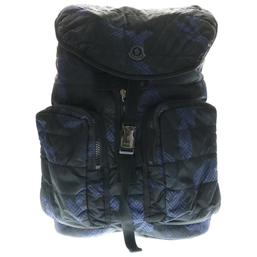 MONCLER（モンクレール） 15AW ニュー ジェラルド ザイノ ロゴプレート 総柄プリント ナイロン バックパック リュックサック ...