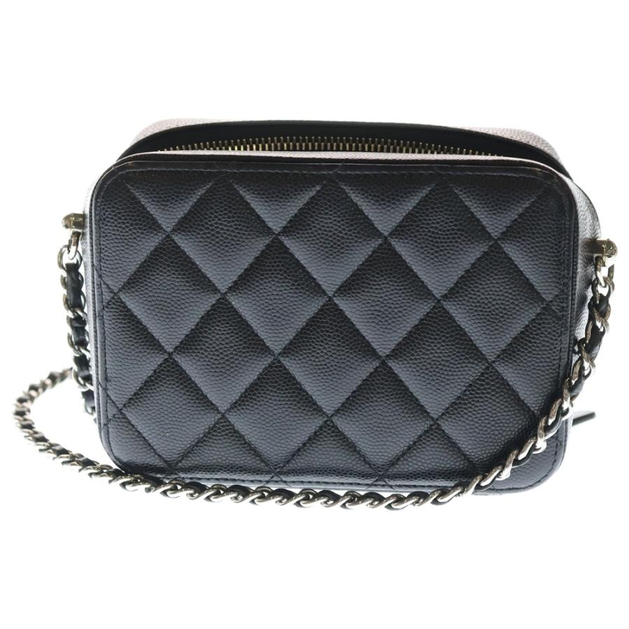 CHANEL（シャネル） マトラッセ ココマーク キャビアスキン レザー チェーンショルダー カメラ バッグ シルバー金具 ブラック ...