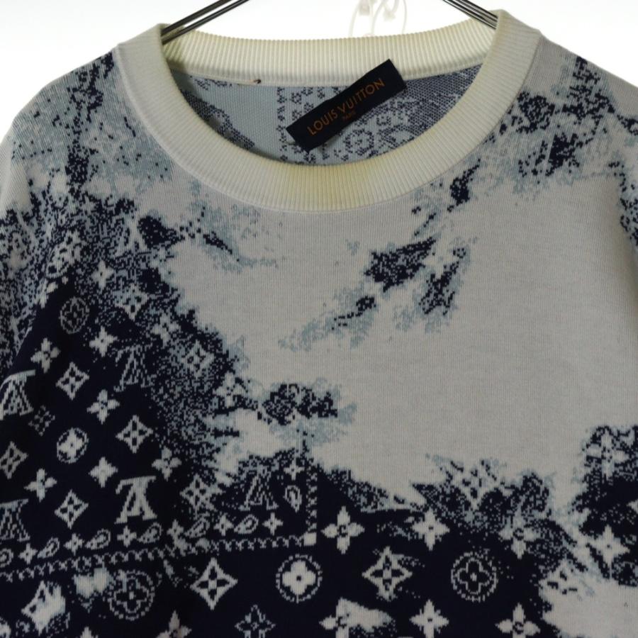 LOUIS VUITTON ルイヴィトン 22AW Monogram Bandanna Crewneck Knit Sweater モノグラム バンダナ クルーネックニットセーター ホワイト ...