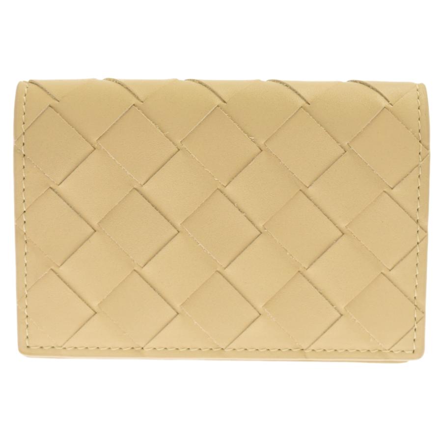 BOTTEGA VENETA（ボッテガ・ヴェネタ） イントレチャート レザー カードケース 二つ折り 名刺入れ ベージュ 605720 ...