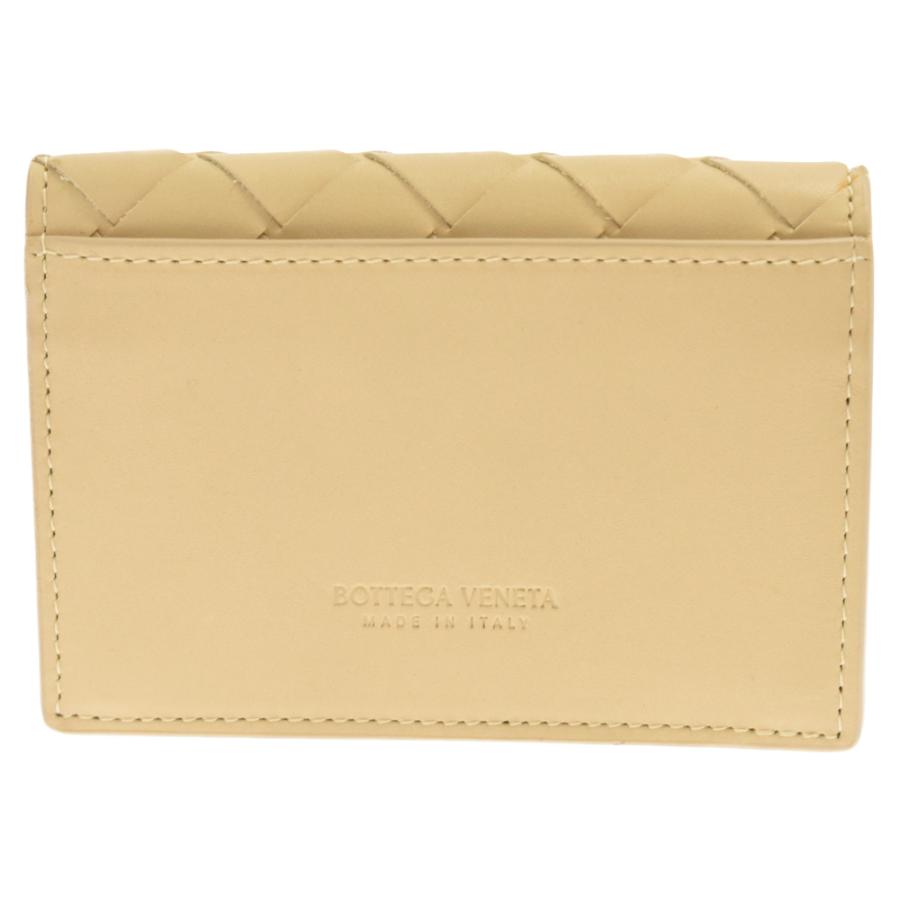 BOTTEGA VENETA（ボッテガ・ヴェネタ） イントレチャート レザー カードケース 二つ折り 名刺入れ ベージュ 605720 ...