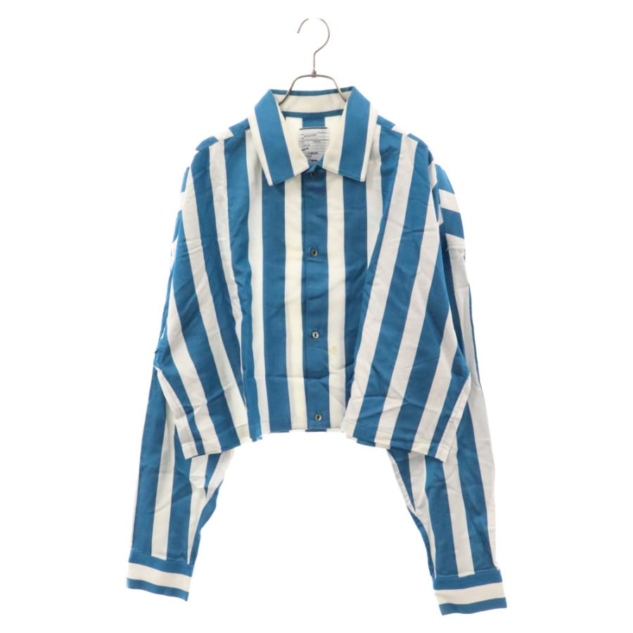 SHAREEF シャリーフ 18SS ストライプ クロップド ロングスリーブ 長袖シャツ ブルー 18533004 : BRING Yahoo!ショップ - 通販 - Yahoo!ショッピング