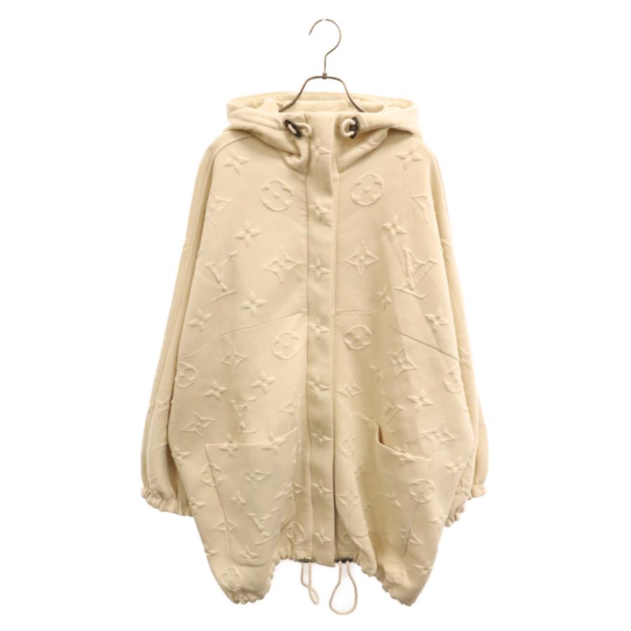 LOUIS VUITTON ルイヴィトン 23SS 3Dモノグラム ドローコード コットン ジップアップ パーカー フーディ アイボリー ...