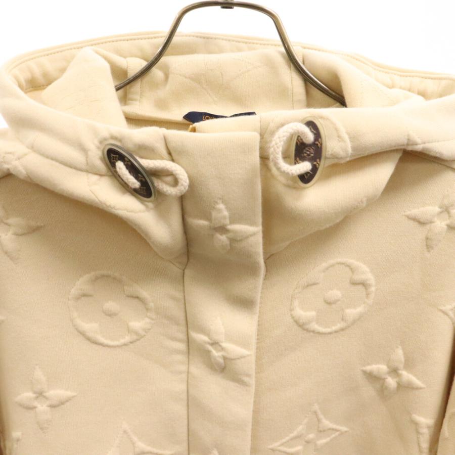 ルイヴィトン 23SS 3Dモノグラム ドローコード コットン ジップアップ パーカー フーディ アイボリー レディース RW231W LO0 ...