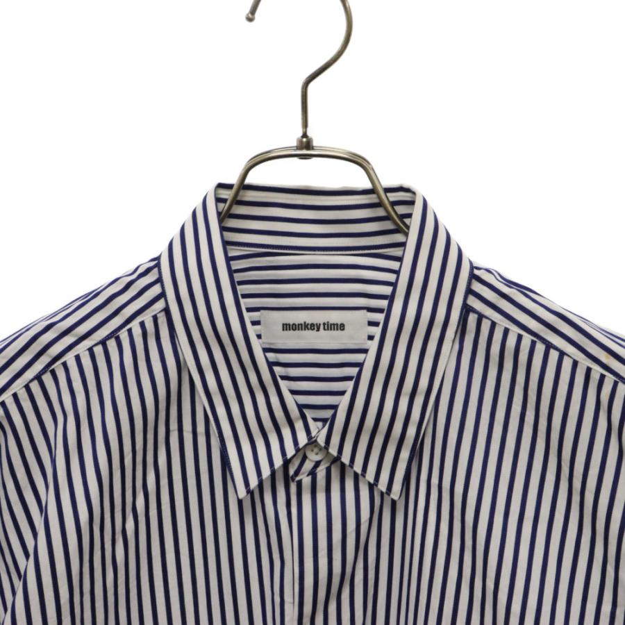 monkey time モンキータイム STN STRIPE CROPPED REG SS スタン ストライプ クロップド 半袖シャツ ブルー ...