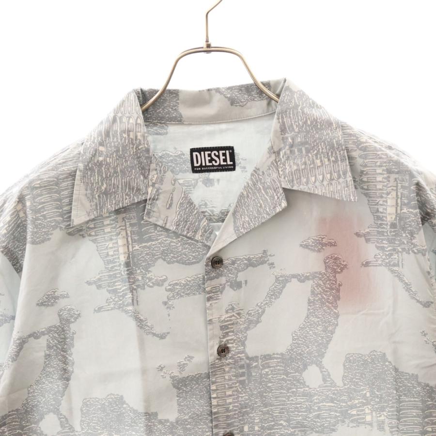 DIESEL ディーゼル S-FRANK-A オープンカラー 総柄 ショートスリーブ 半袖 シャツ グレー A08498 : BRING ...