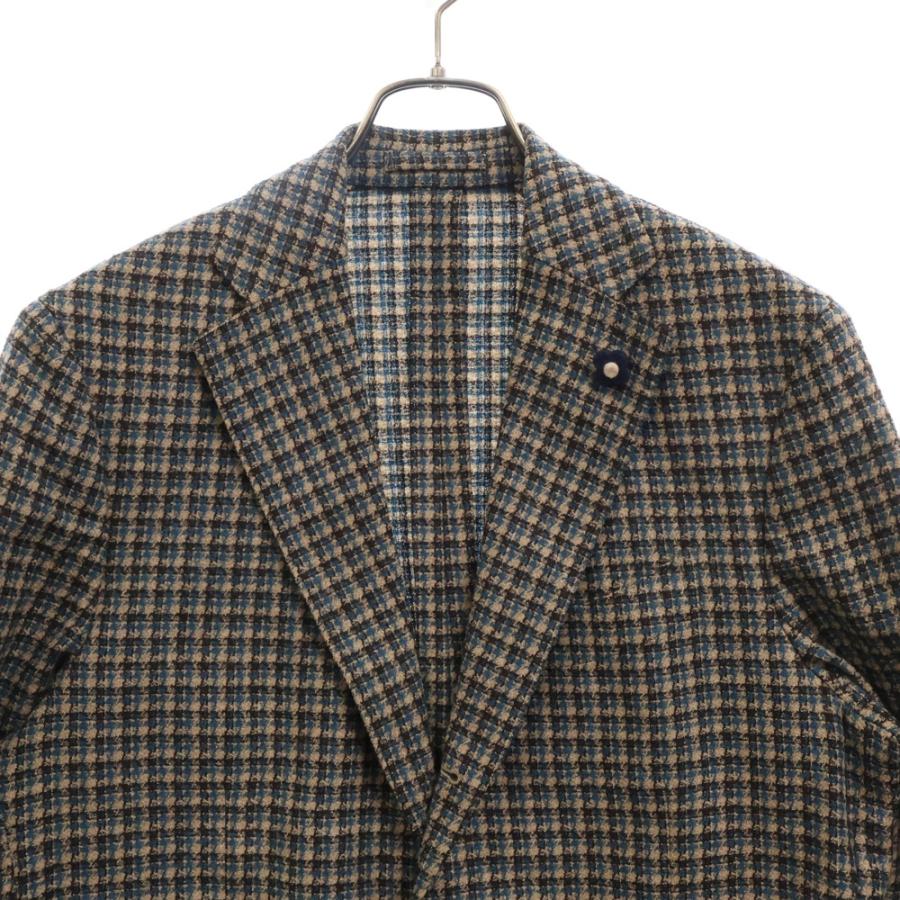 LARDINI ラルディーニ ウール チェック 3ボタン テーラード ジャケット ブラウン/ブルー JL0526AQ JK430 : BRING Yahoo!ショップ - 通販 - Yahoo ...
